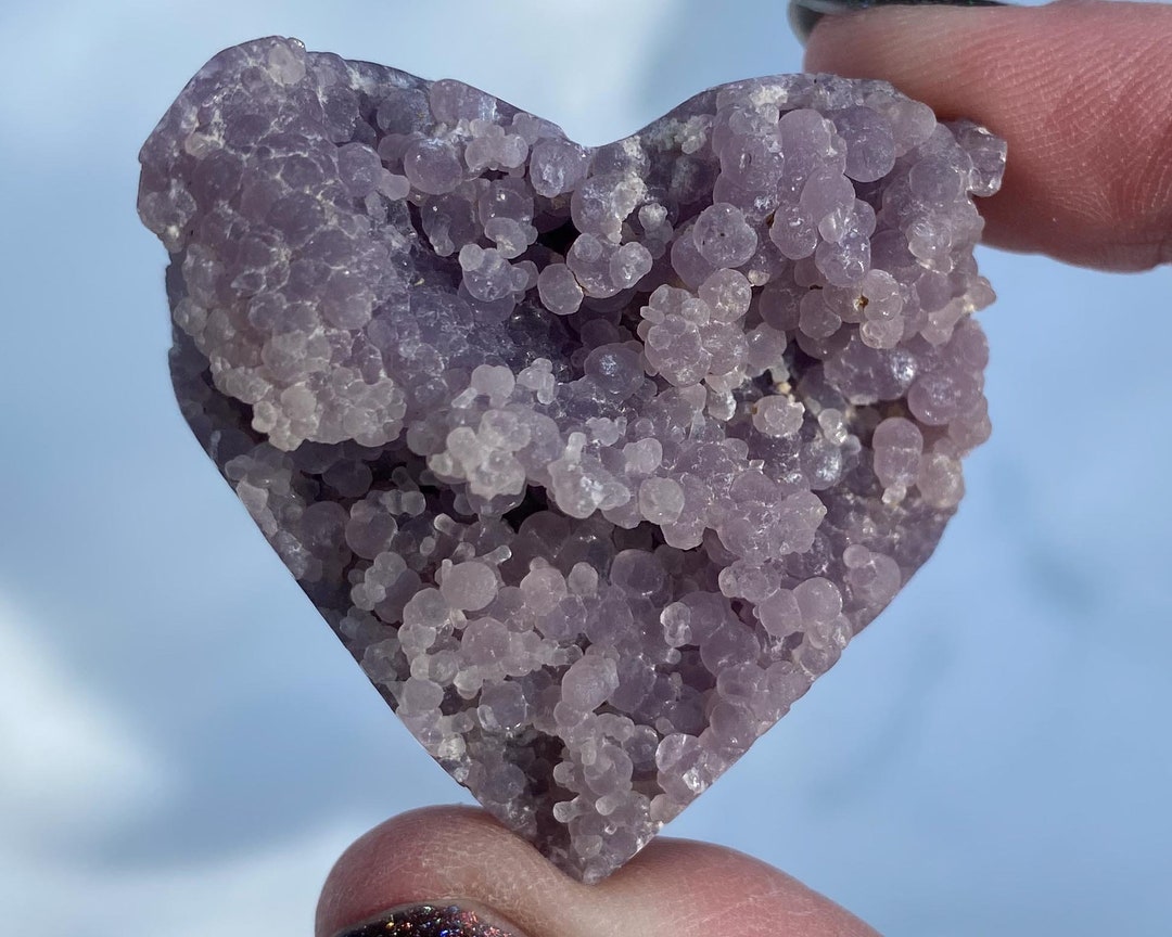 1.7" Sparkly Grape Agate Heart, Polished Grape Agate, Semi-polished ...