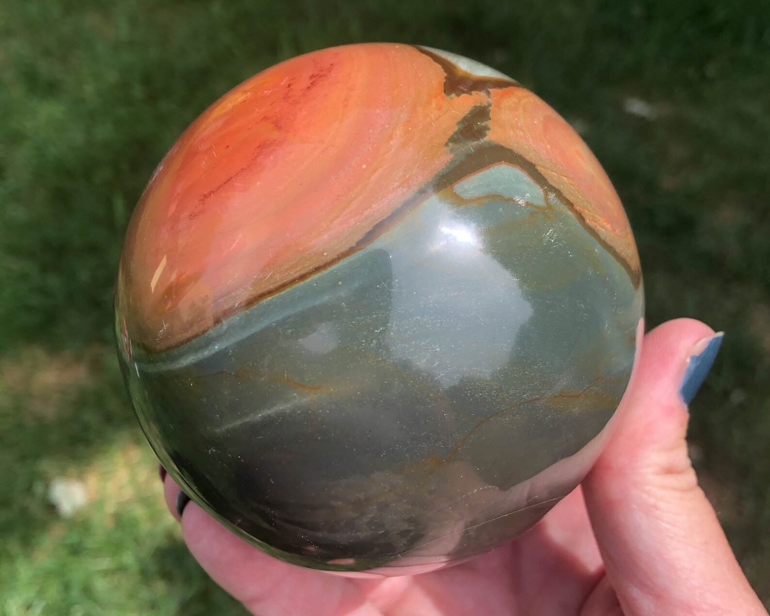 3.5 Colorful Polychrome Jasper Sphere Pink Red Blue | Etsy