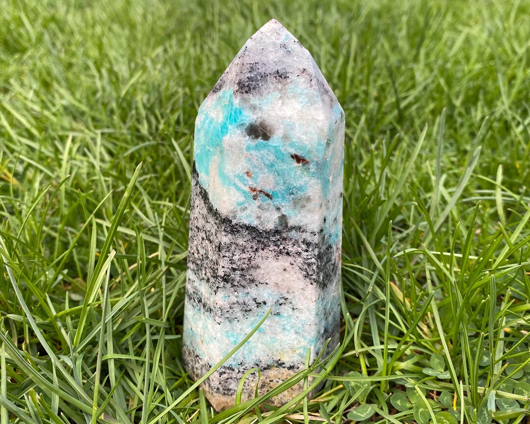 4.5" Amazonite Tower, Crystal Tower, Amazonite Point, Vibrant Blue ...