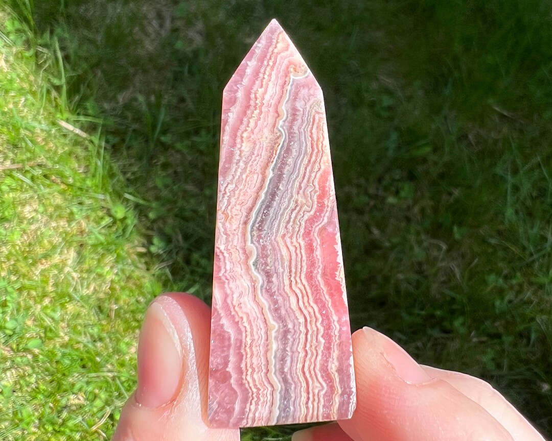 2.1" Rhodochrosite Tower, Pink Gemstone Point, High Quality Banded ...
