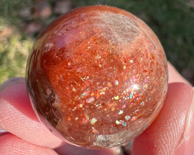 Mini Rainbow Confetti Sunstone Moonstone Sphere #4, 1" High Quality ...