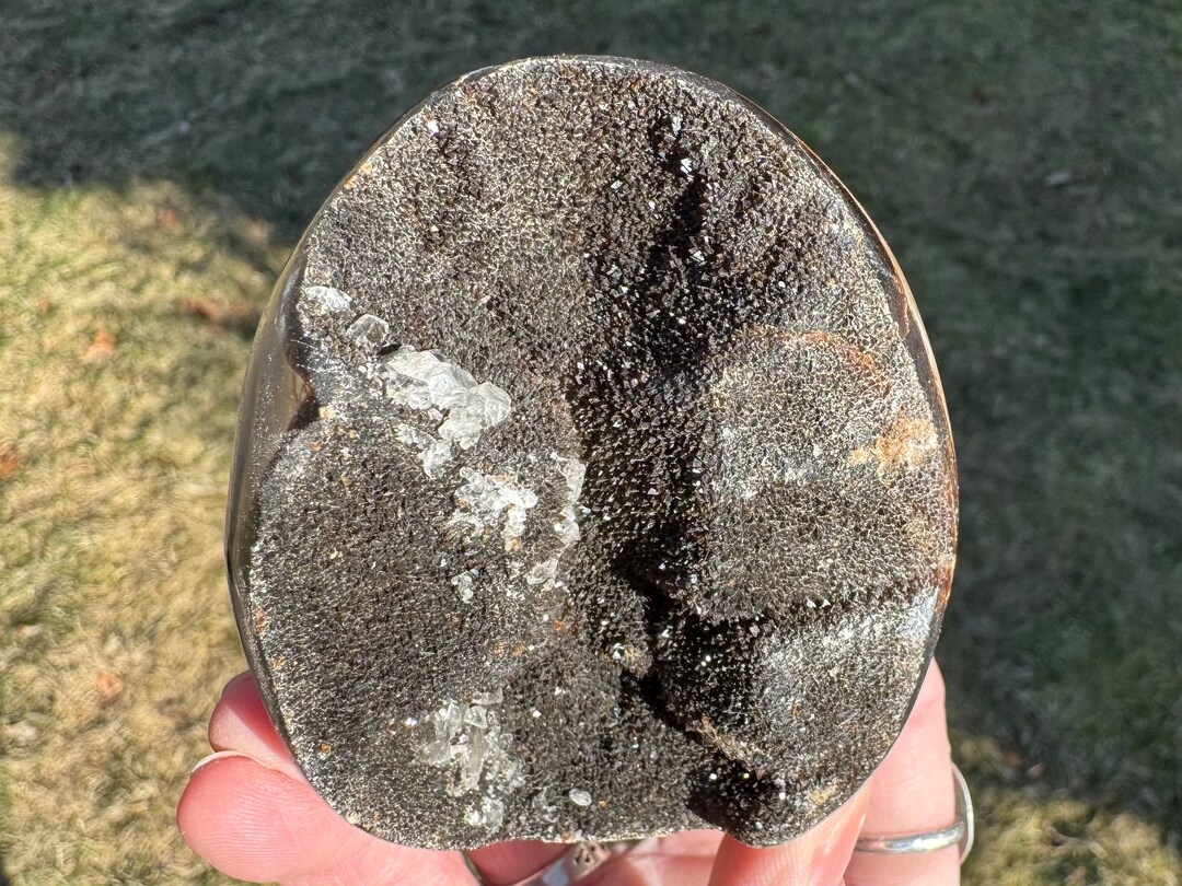 Septarian Geode Egg: Barite Crystals, Druzy Aragonite, Dragon Egg Decor ...