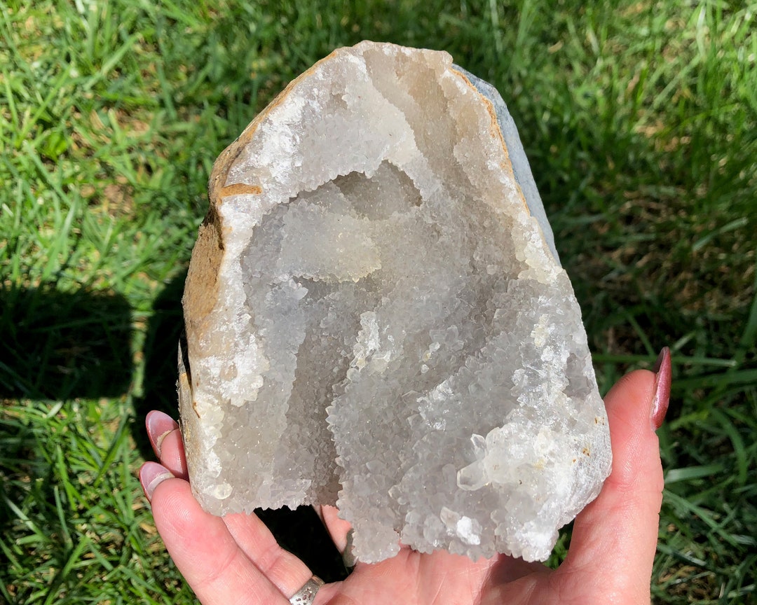 Druzy Quartz Display Piece With Stalactites - Cut Base Druzy Geode ...
