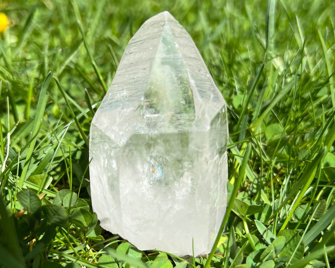 2.8" Standing Lemurian Quartz Crystal From Brazil #5 Clear Cut-base ...