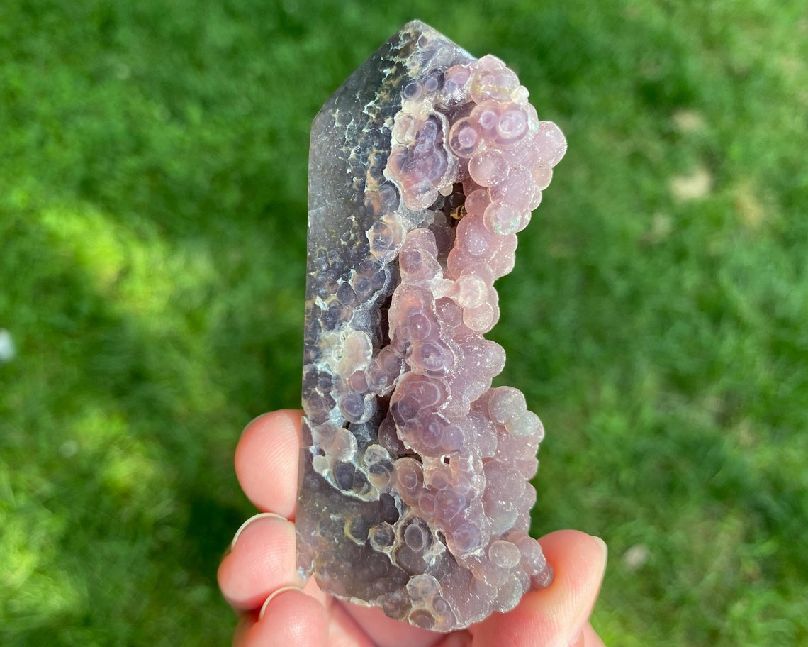 3.3 Sparkly Grape Agate Tower Polished Druzy Point - Etsy