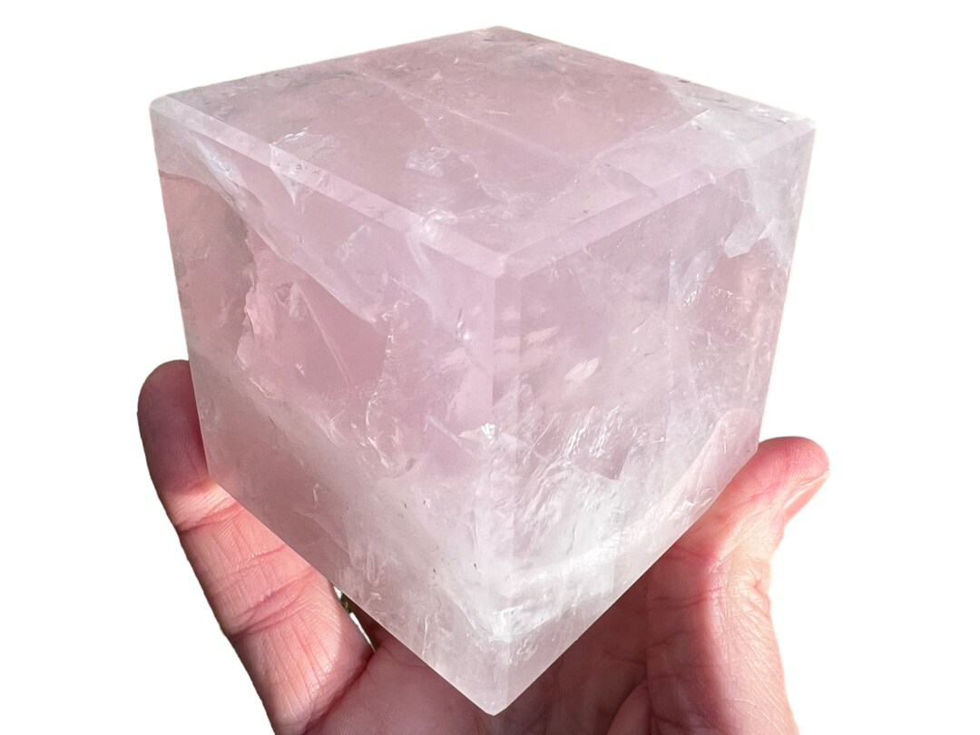 2.5 Star Rose Quartz Cube With Rainbows, Pink Dumortierite, Crystal ...