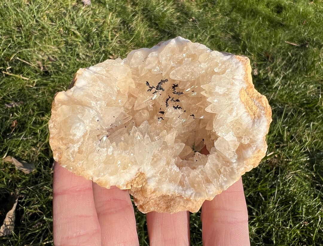 Sparkly Dogtooth Calcite Geode, Moroccan Mineral Specimen, Rustic Home ...