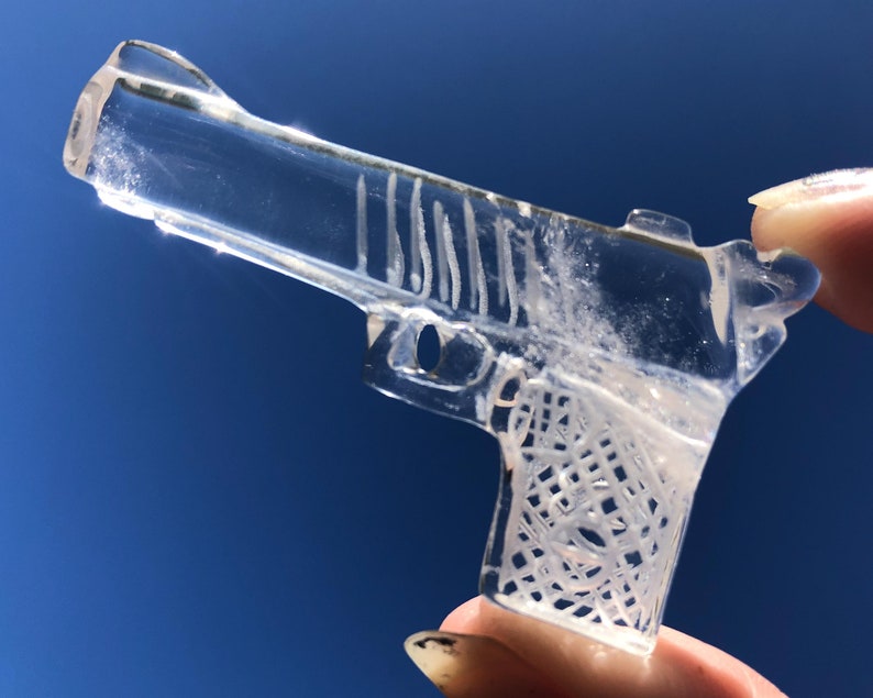 Quartz Crystal Gun Carving Tiny Pistol Handgun Figurine Clear | Etsy