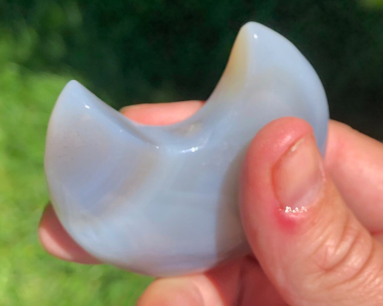 Agate Moon With Druzy Quartz Pocket Banded Gray Agate Crescent | Etsy