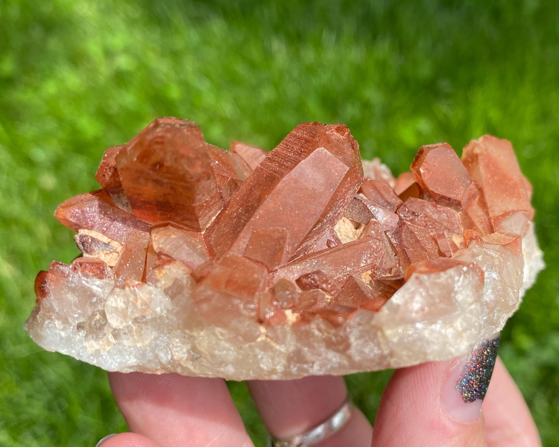 Blood Red Quartz Cluster From Morocco, Hematoid Quartz Crystal Display ...