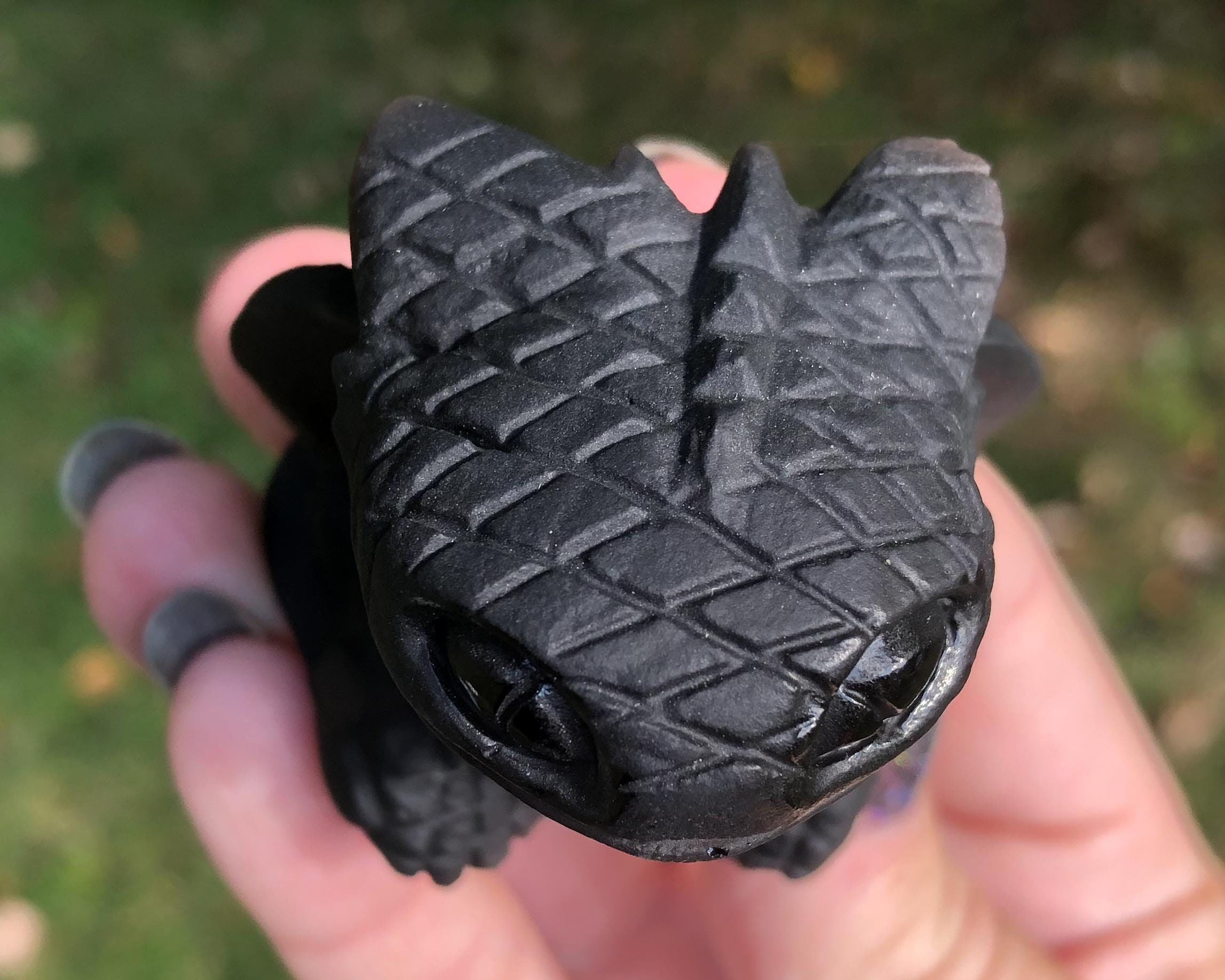 Black Obsidian Toothless Dragon Carving Crystal HTTYD | Etsy