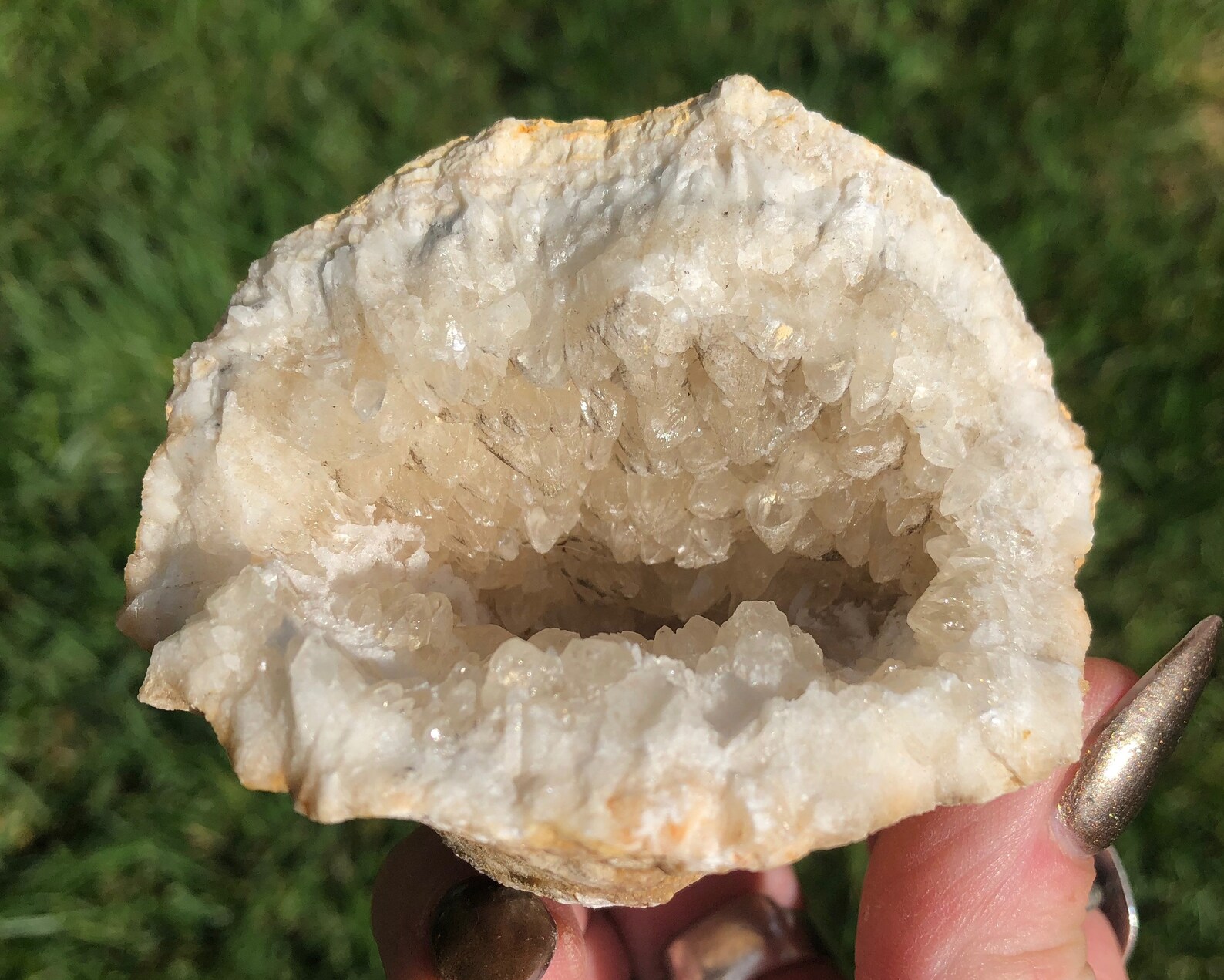 Sparkly Dogtooth Calcite Geode From Morocco 7 | Etsy