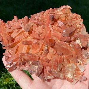 Blood Red Quartz Cluster From Morocco, Hematoid Quartz Crystal Display ...