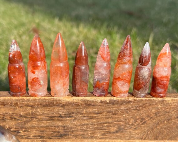One Fire Quartz Bullet Hematoid Quartz Crystal Carving | Etsy