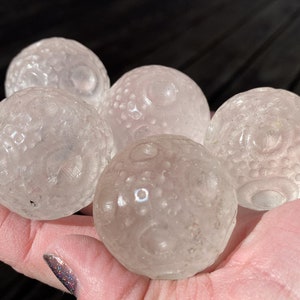 One 1.5" Quartz Moon Sphere, Clear Quartz Moons, Large Moon Carvings ...
