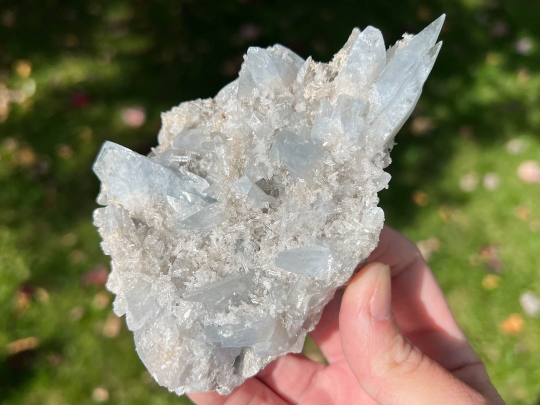 Large Blue Celestite Cluster, Gemmy Pointed Blue Celestine With Needle ...