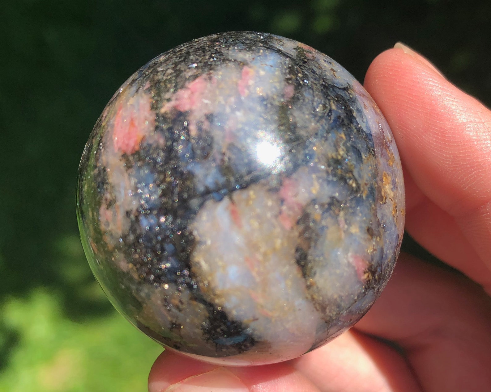 1.7 Gemmy Cherry Blossom Rhodonite Sphere With Blue | Etsy