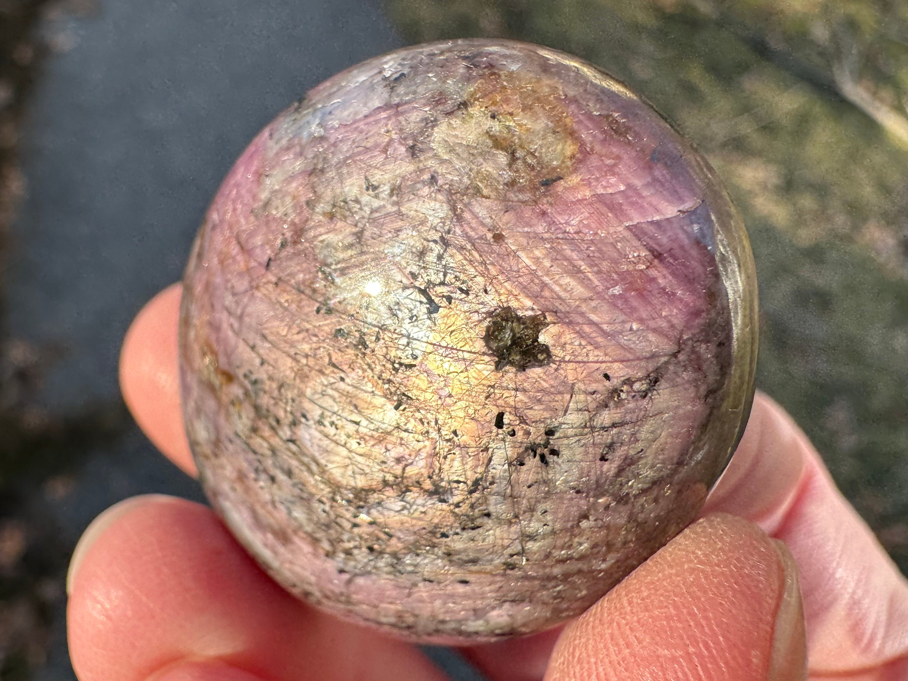 Star Ruby Palm Stone: Polished July Birthstone Crystal, UV Reactive (1. ...