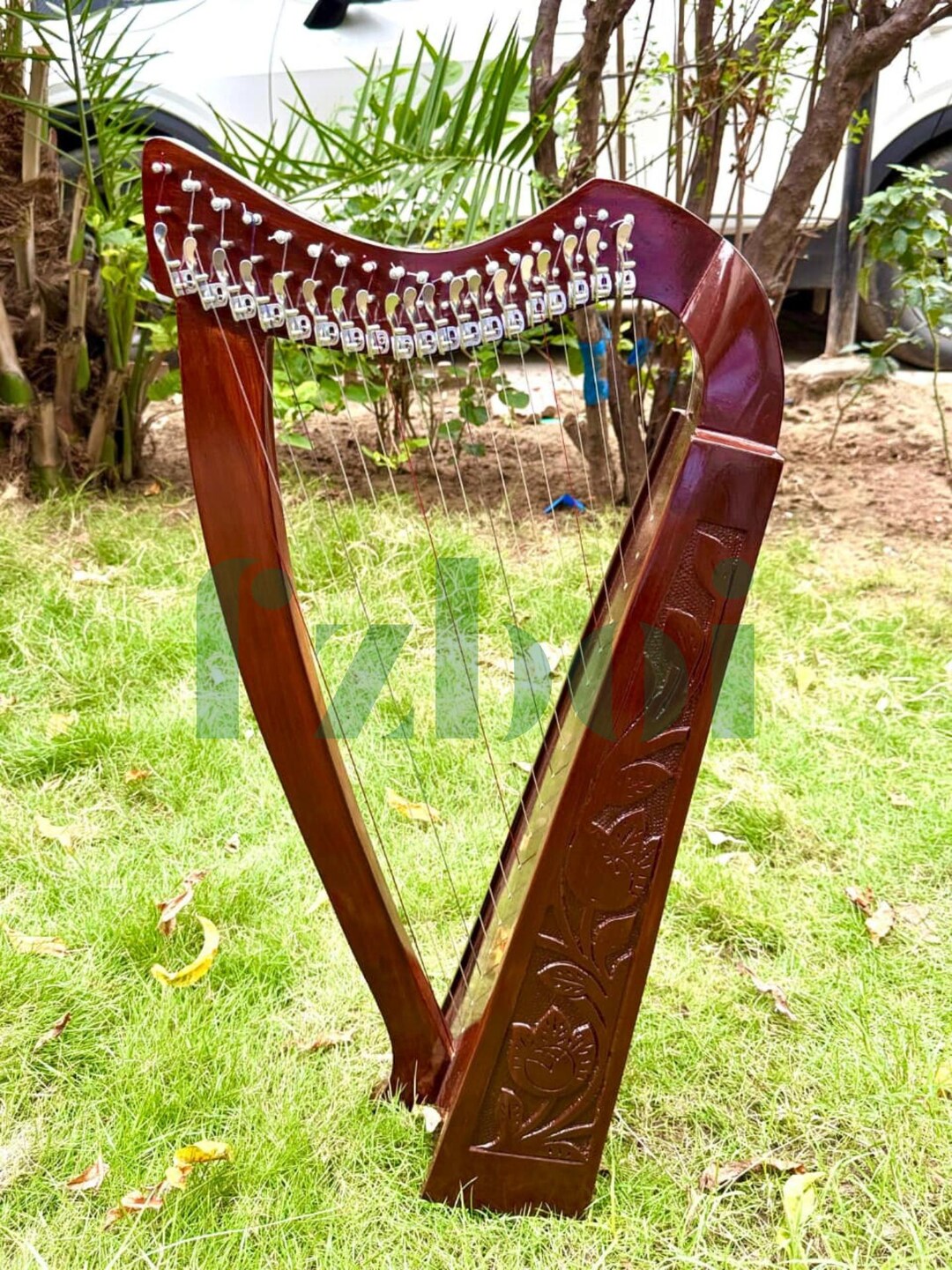 19 String Rosewood Celtic Harp: Irish Lyre With Levers, Bag & Tuning ...