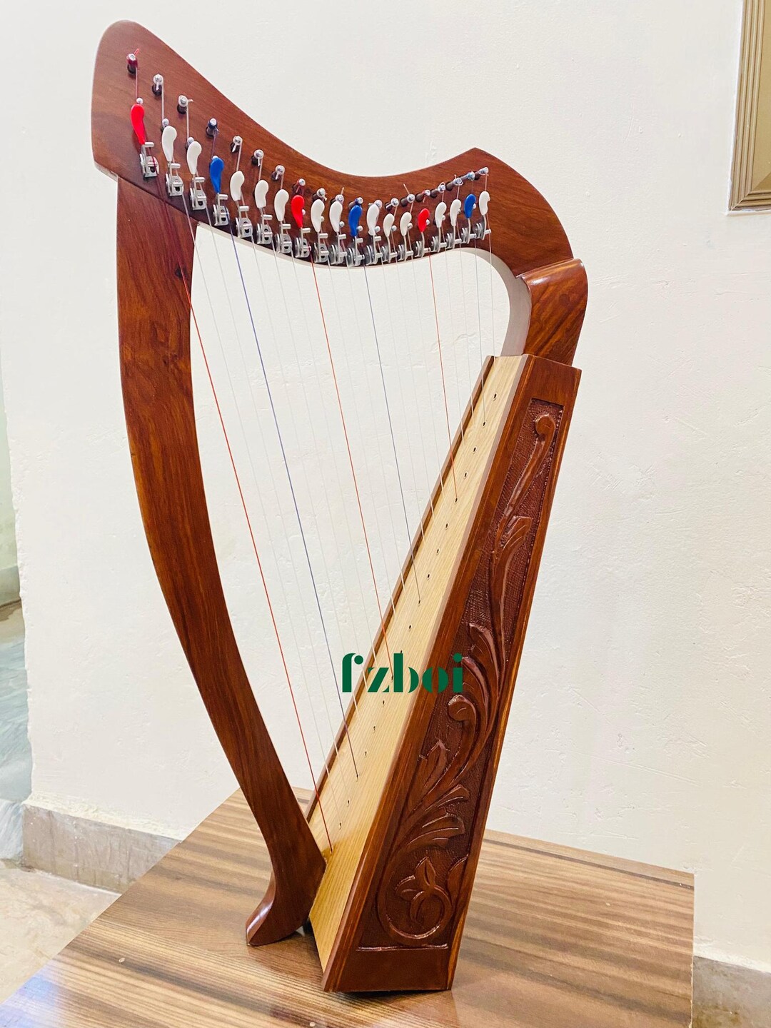 Handcrafted Rosewood 19-string Irish Harp: Celtic Instrument With Bag ...