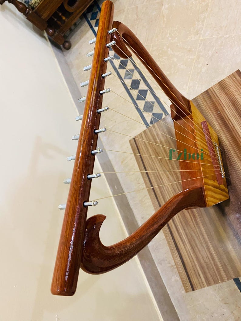 King David Lyre Harp Megiddo 10 String Lyre Harp Historical Musical Gift High Quality Wooden ...