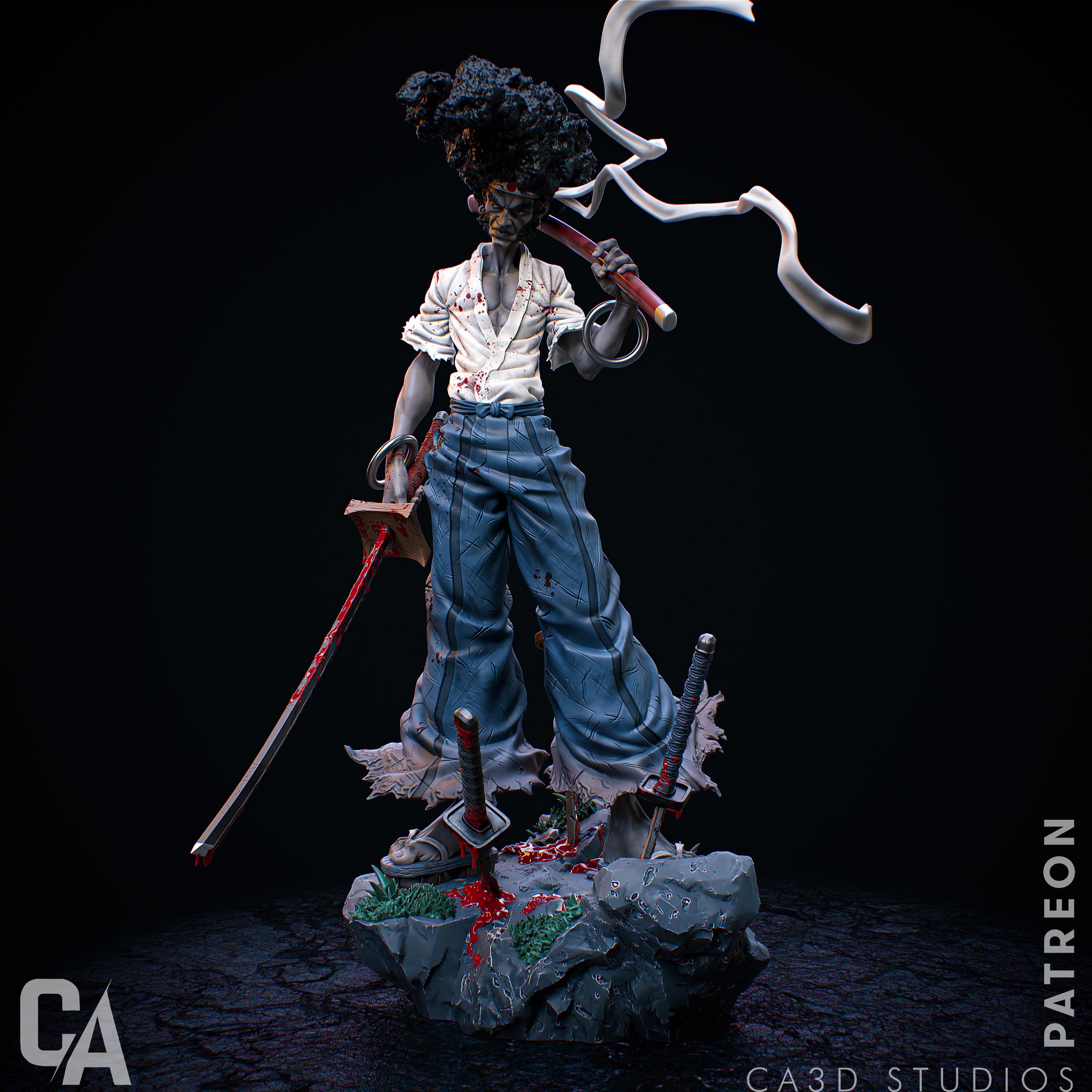 Afro Samurai 3d Printed Resin Statue - Unpainted or Painted - Etsy