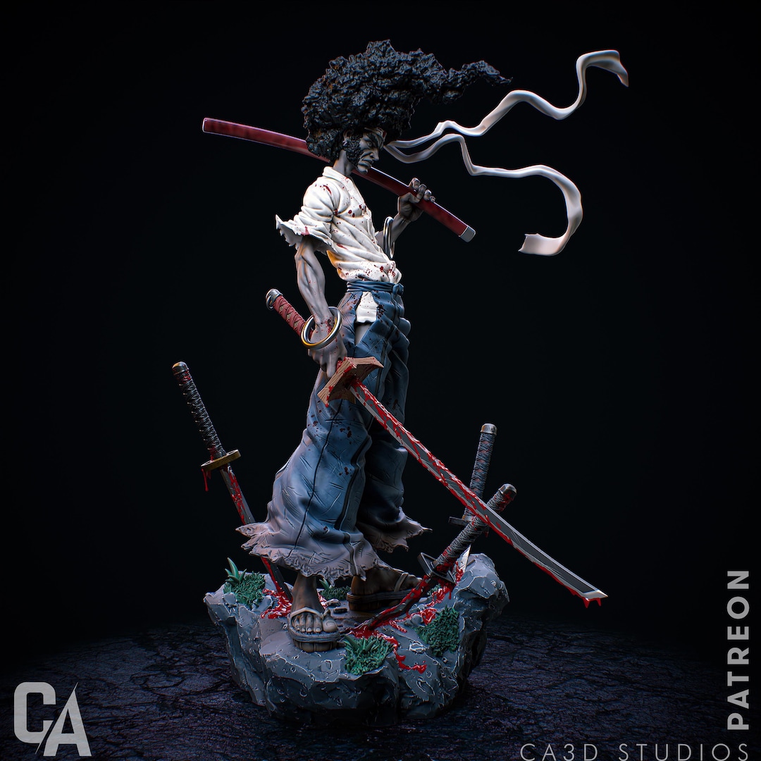 Afro Samurai 3d Printed Resin Statue - Unpainted or Painted - Etsy