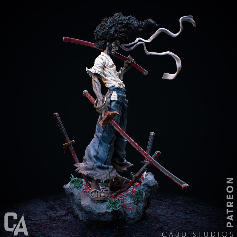 Afro Samurai 3d Printed Resin Statue - Unpainted or Painted - Etsy