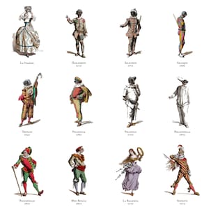La Commedia Dell'arte Characters Digital Images for Crafts, Printable ...