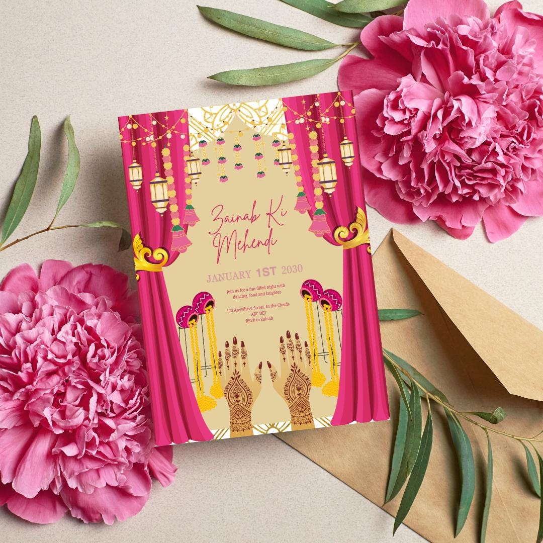 Editable Mehendi Invitation Template, Instant Download Mehendi Invites ...