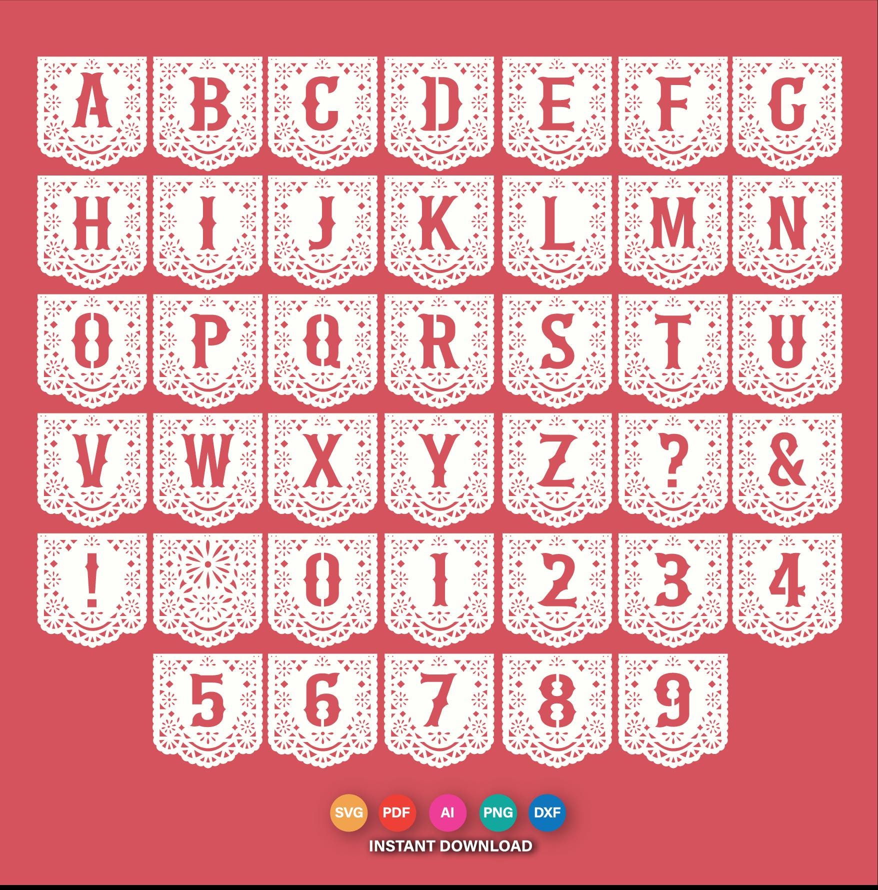 Mexican Fiesta Alphabet SVG | Papel Picado Letters | Cut Files for ...