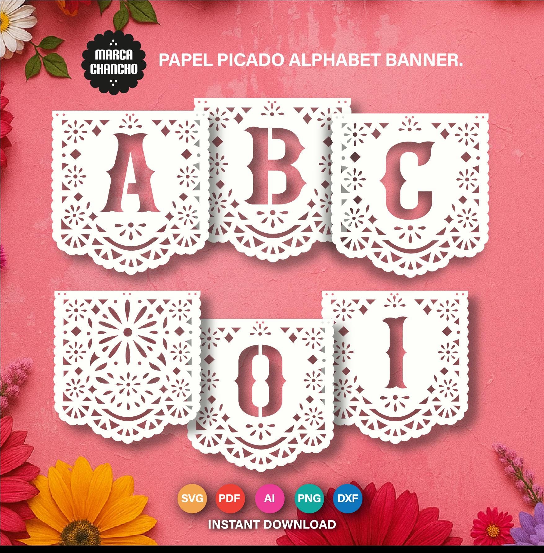 Mexican Fiesta Alphabet SVG | Papel Picado Letters | Cut Files for ...