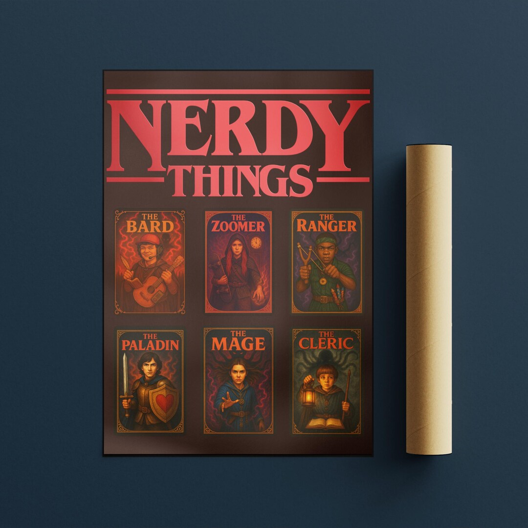 Nerdy Things With Party Rolled Poster - Fantasy Illustration, Dnd Wall ...
