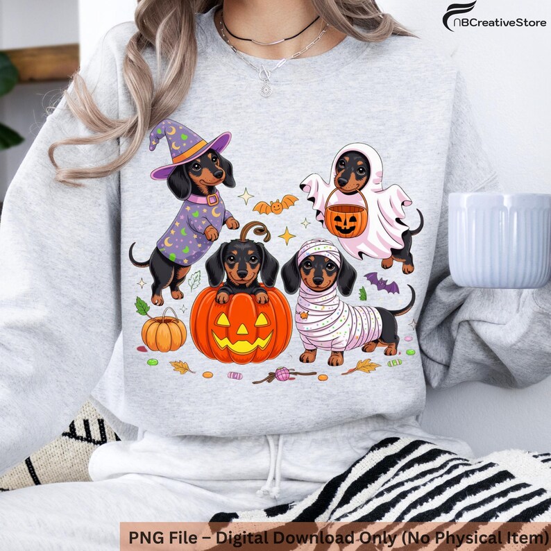 Halloween Dachshund PNG | Cute Wiener Dog Clipart | Spooky Sausage Dog ...