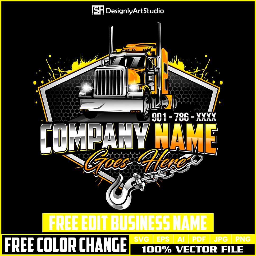 Towing Logo Design, Tow Logo, Towing Car Logo, Tow Truck 18 Wheeler ...