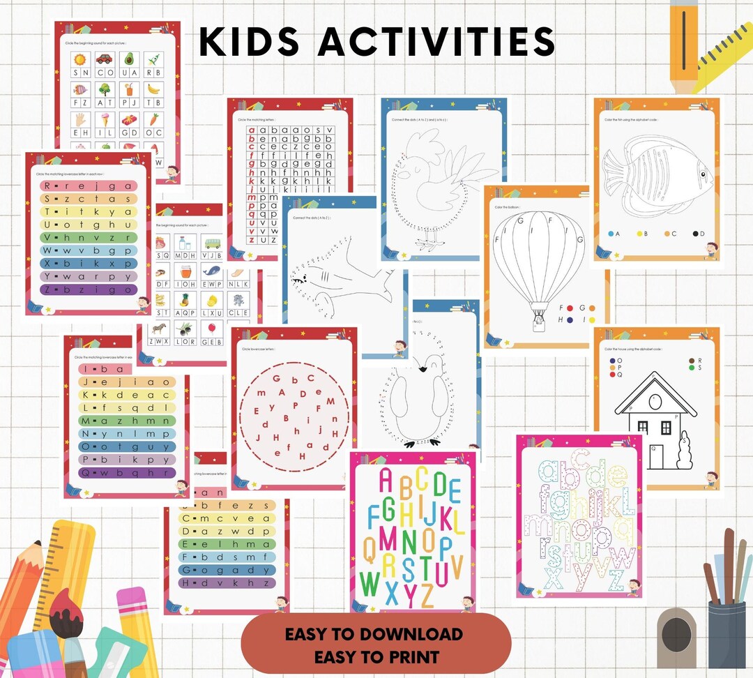 Printable Kids Activity Book for Toddlers, Preschool & Kindergarten ...