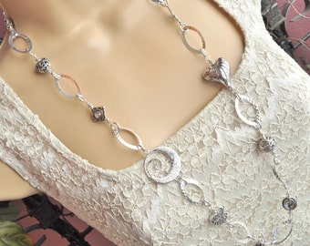 Long Silver Necklace - Etsy