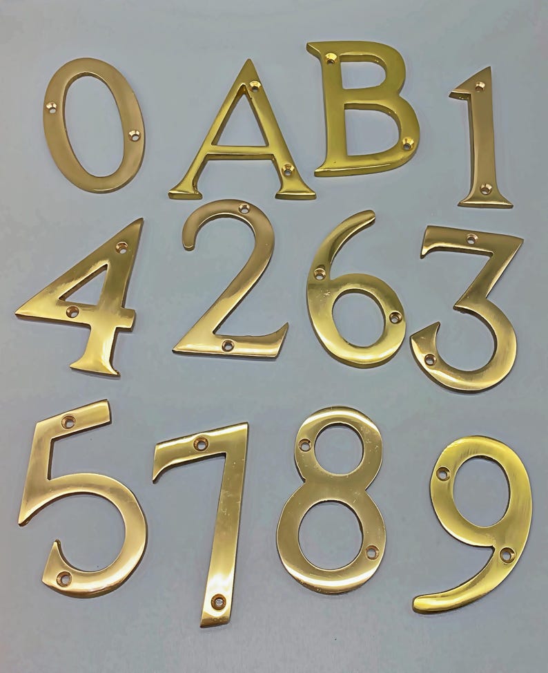 Solid Brass Door Numbers – 75mm (3 Inch) House Numerals – Lacquered ...