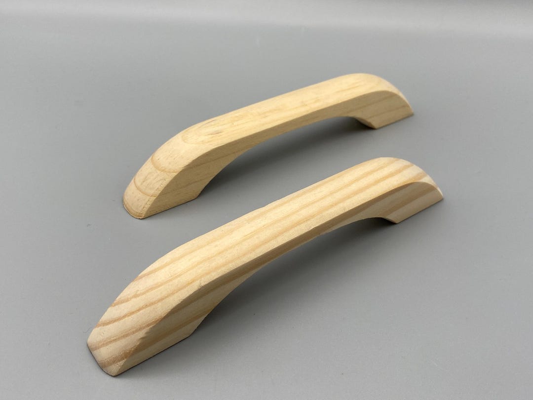 2x Natural Pine Wood D-shaped Handles - Unlacquered - 100mm (4'' Inch ...