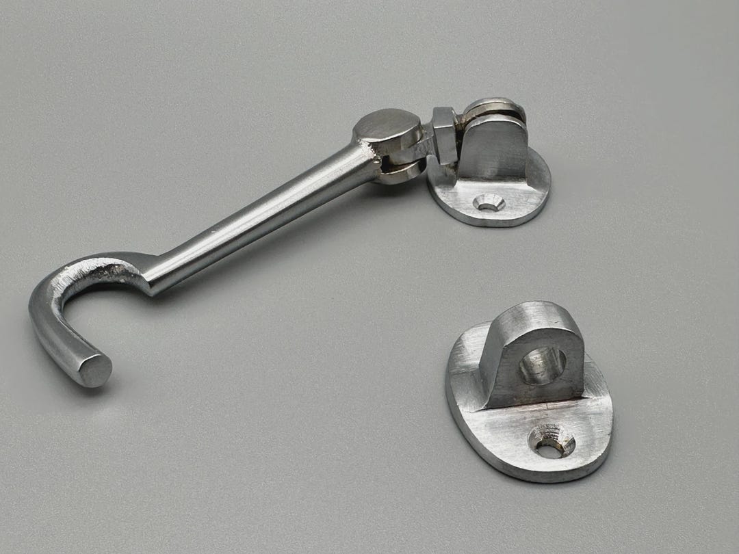 Satin Chrome Cabin Hooks - Hook and Eyelet - Silent - 75mm 100mm 150mm ...