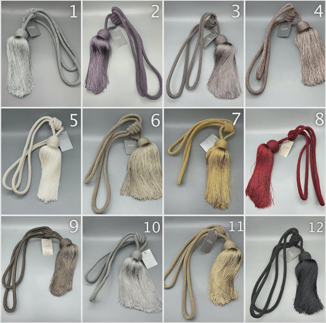 2x Classic Orb Curtain Tie-band - Cotton Curtain Tie-backs - 740mm ...