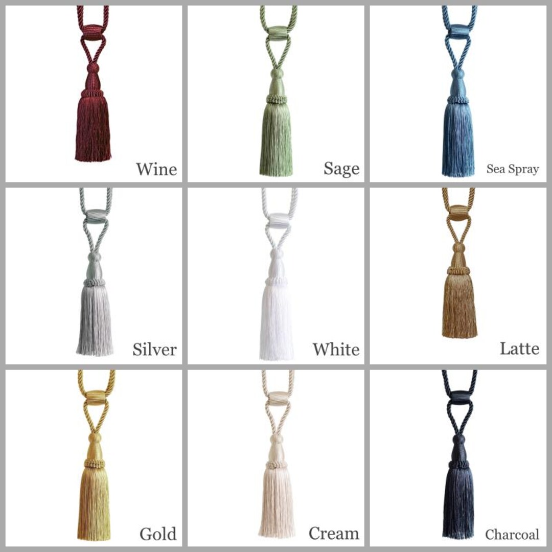 2x Classic Monaco Curtain Tie-band - Cotton Curtain Tie-backs - 720mm ...
