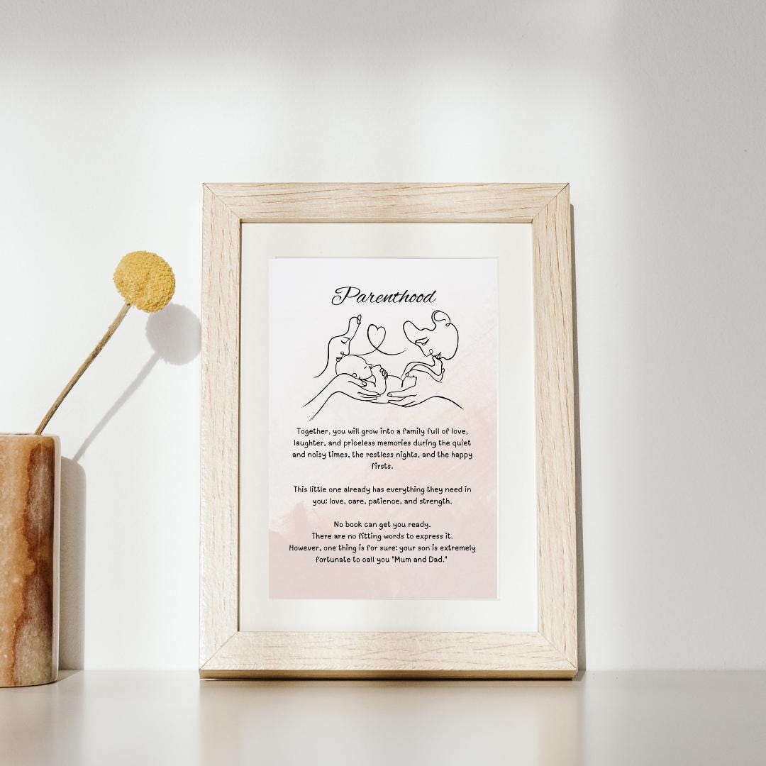 Parenthood, New Parents A4 Poster Gift, Pre-baby and Post-baby ...