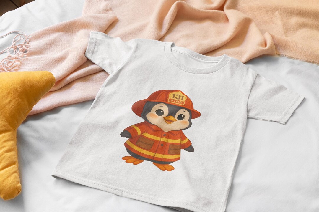 Cute Firefighter Penguin Kids T-shirt | Funny Rescue Animal Tee ...
