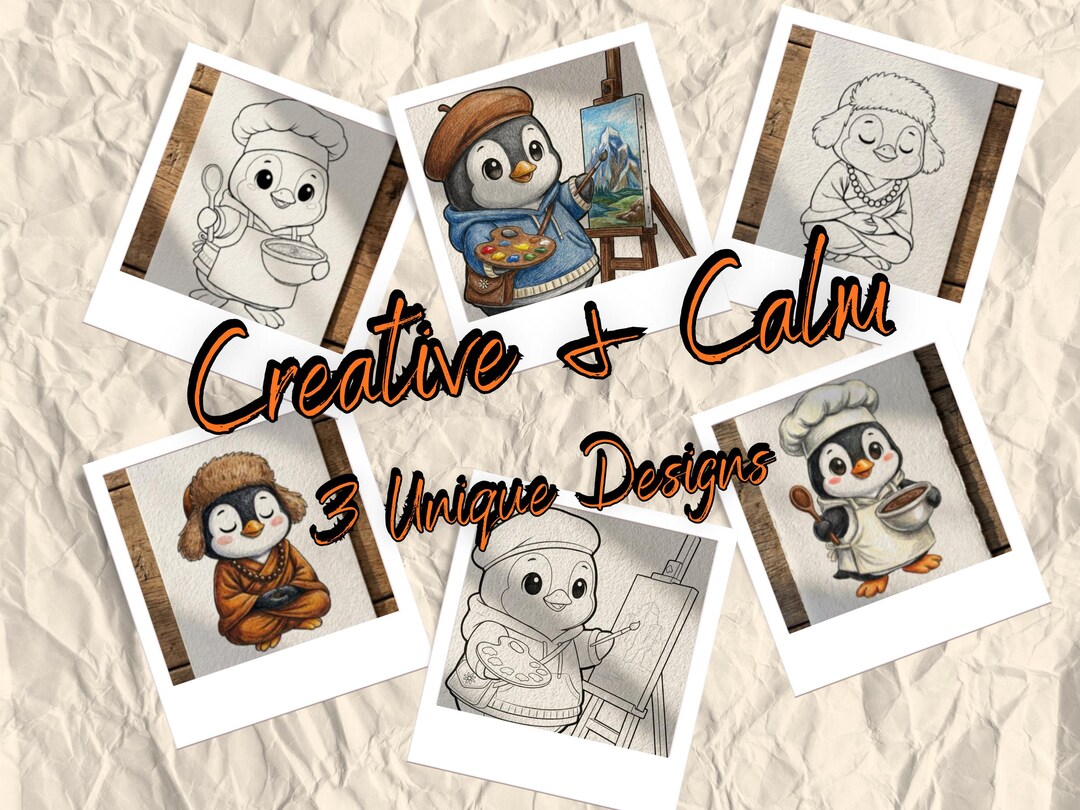 Relaxing Coloring Pages | Artist Chef Monk Penguin Art | Printable ...