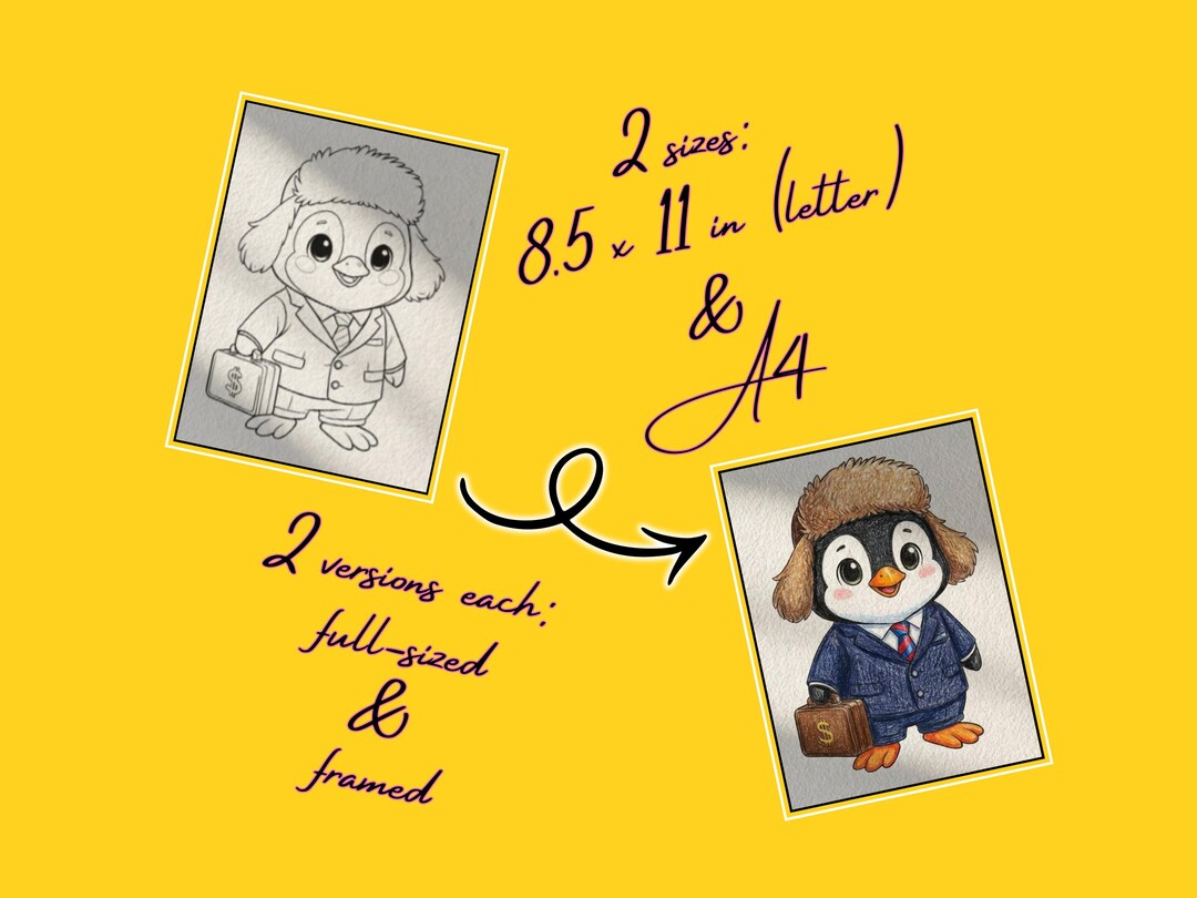 Banker Penguin Coloring Page | Cute Business Animal Printable | Money ...