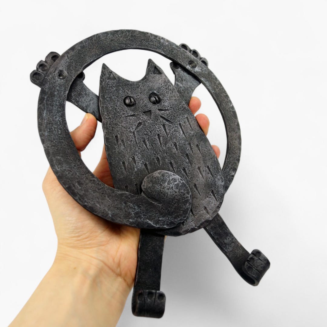 Hand Forged Metal Cat Wall Hook – Rustic Animal Key Holder - Etsy