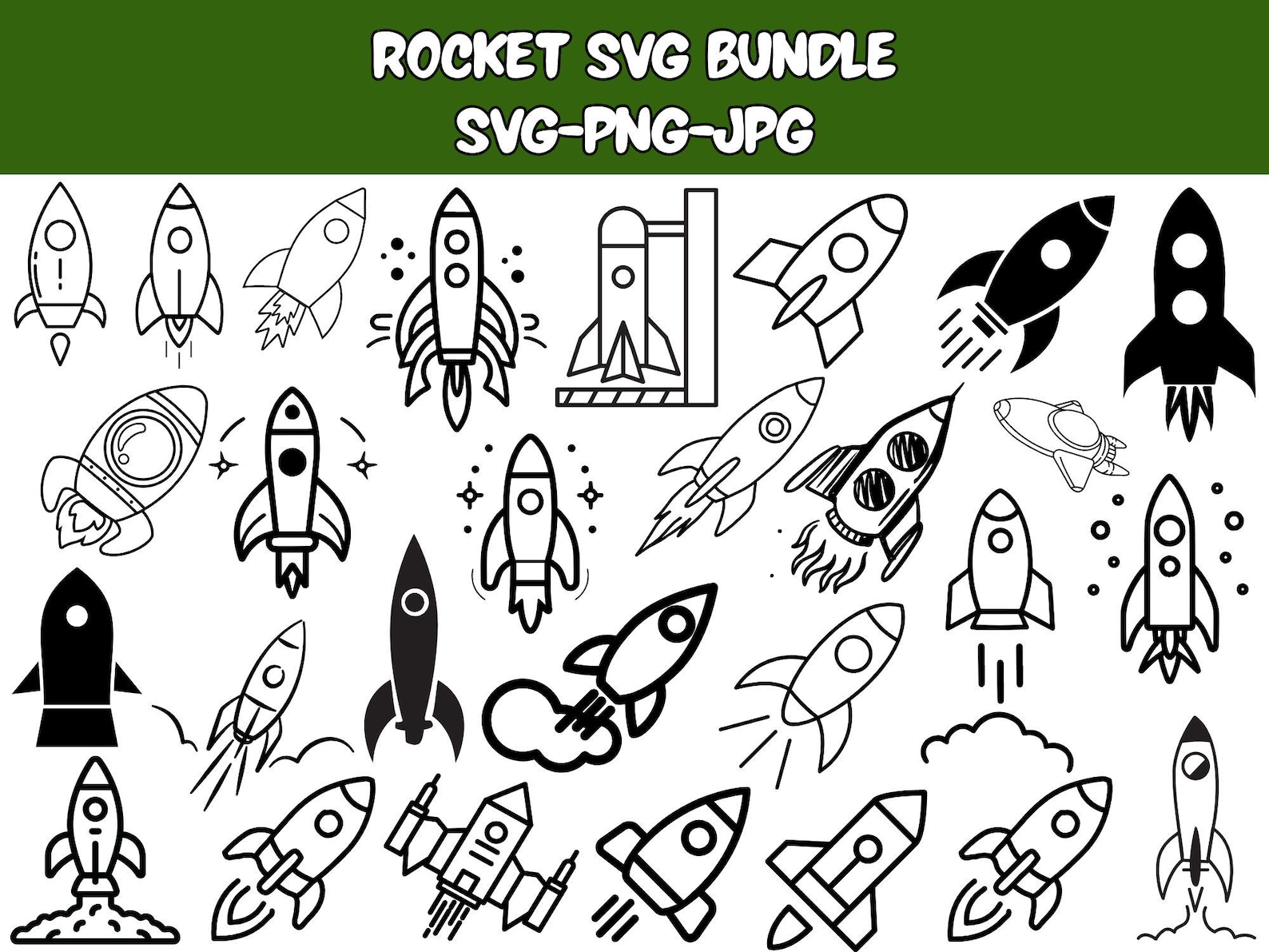 Rocket SVG Bundle | Space Shuttle Clipart (PNG, JPG) - Etsy