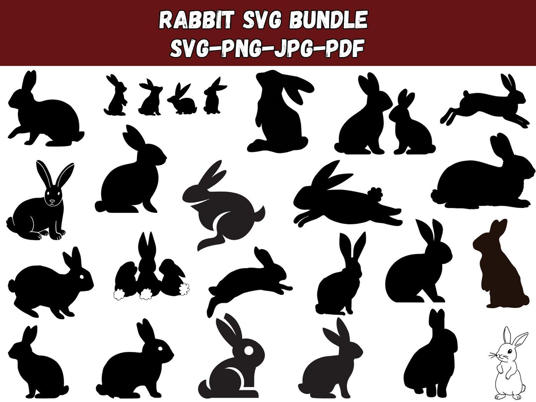 Rabbit SVG Bundle, Rabbit PNG, Rabbit Clipart, Rabbit SVG Cut Files for ...