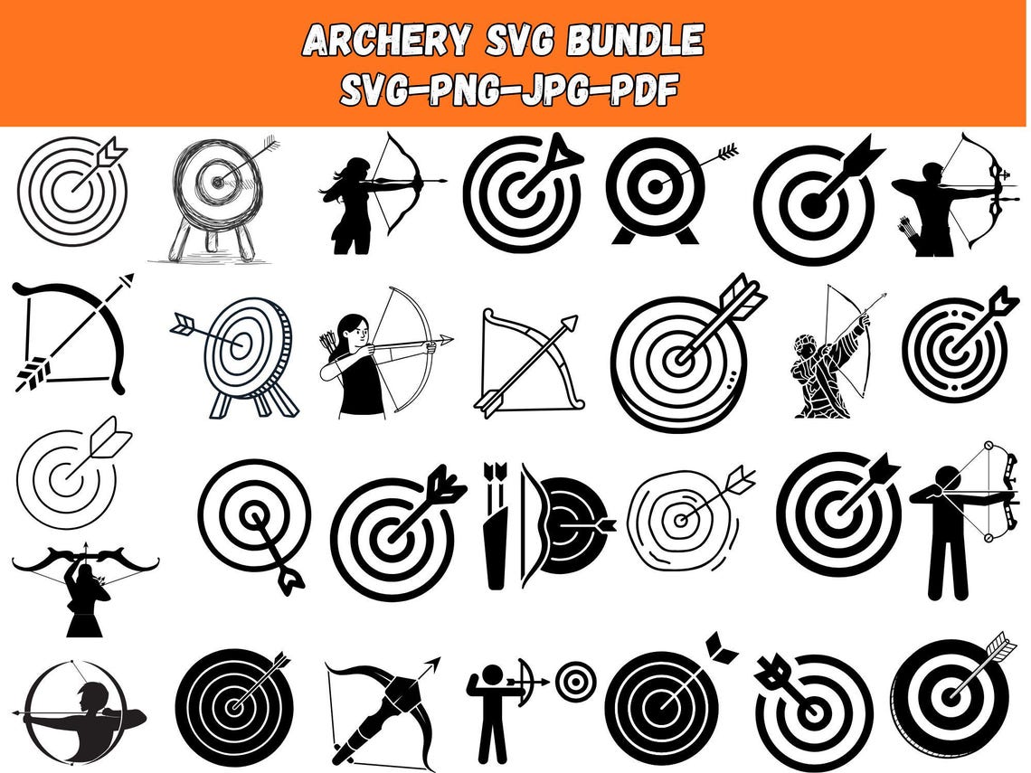 Archery SVG Bundle: Bow, Arrow, Target Clipart (digital Download) - Etsy